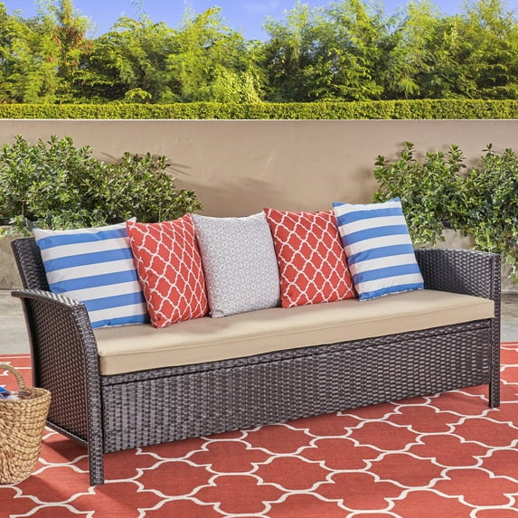 3-Person Patio Sofa | Comfortable Seat Cushion | PE Rattan Main ...