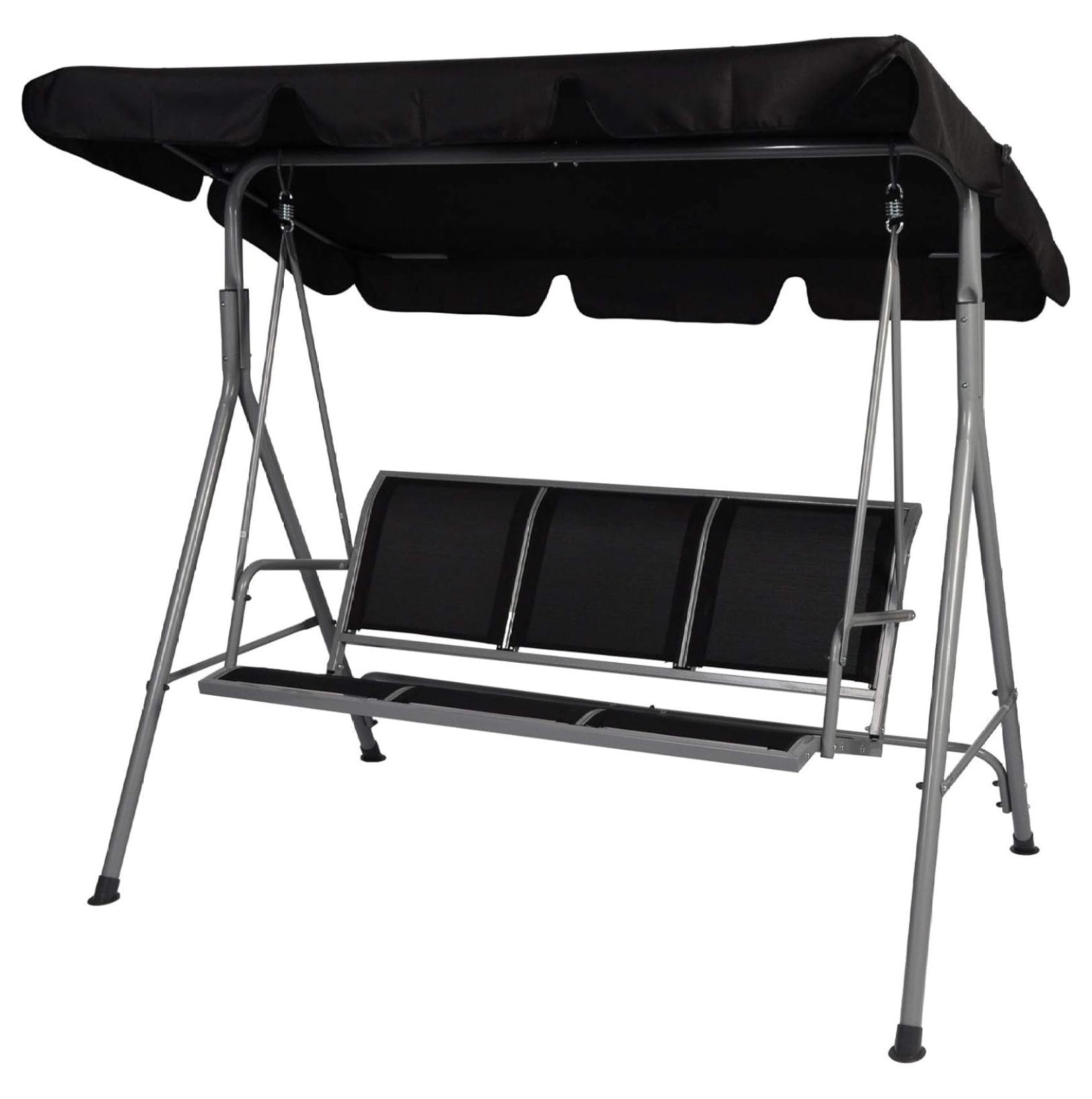 3 Person Patio Swing with Convertible Canopy-Weather Resistant Frame ...