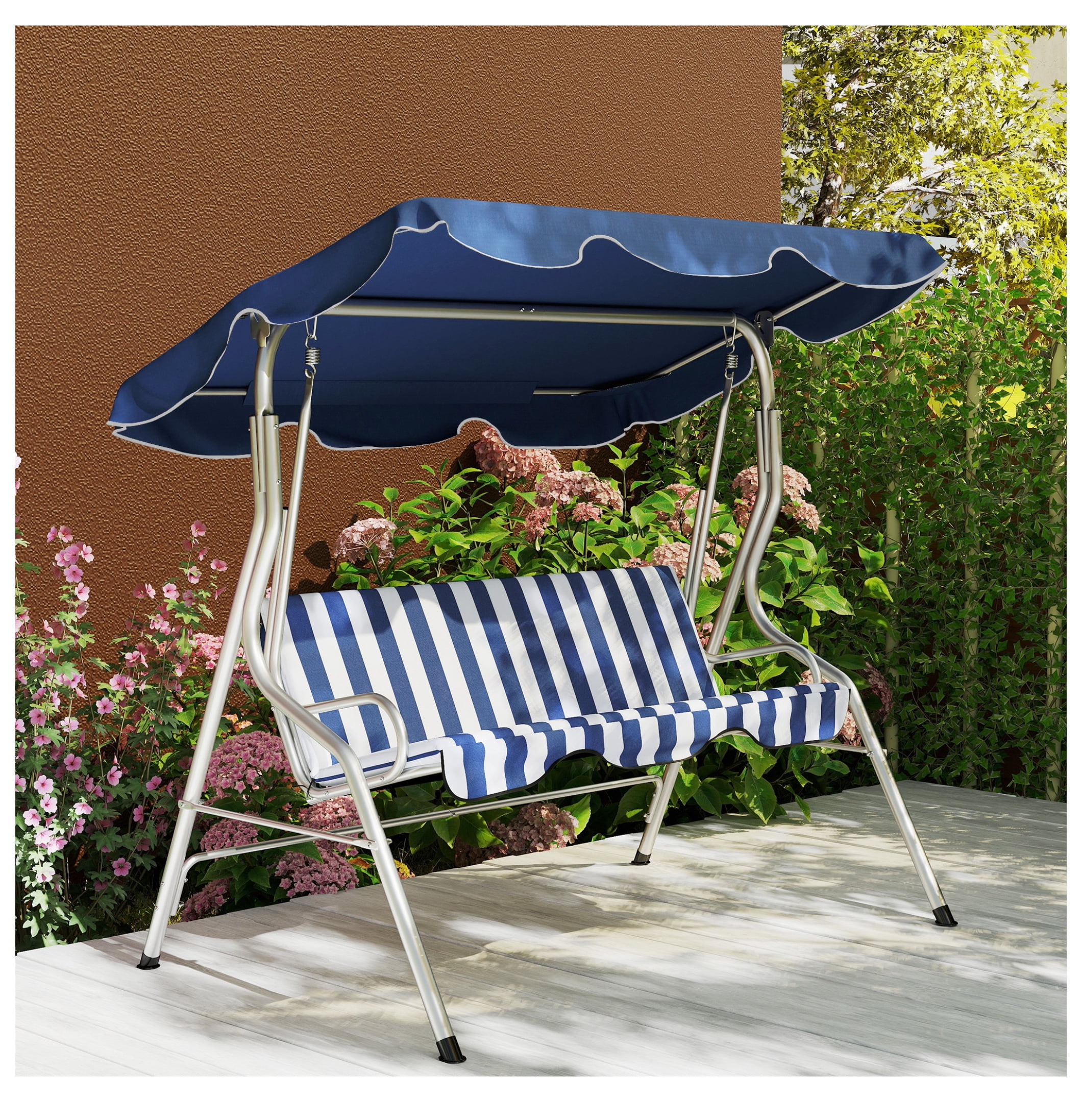 3-Person Porch Swing with Canopy, Outdoor Patio Swing Chair Bench ...