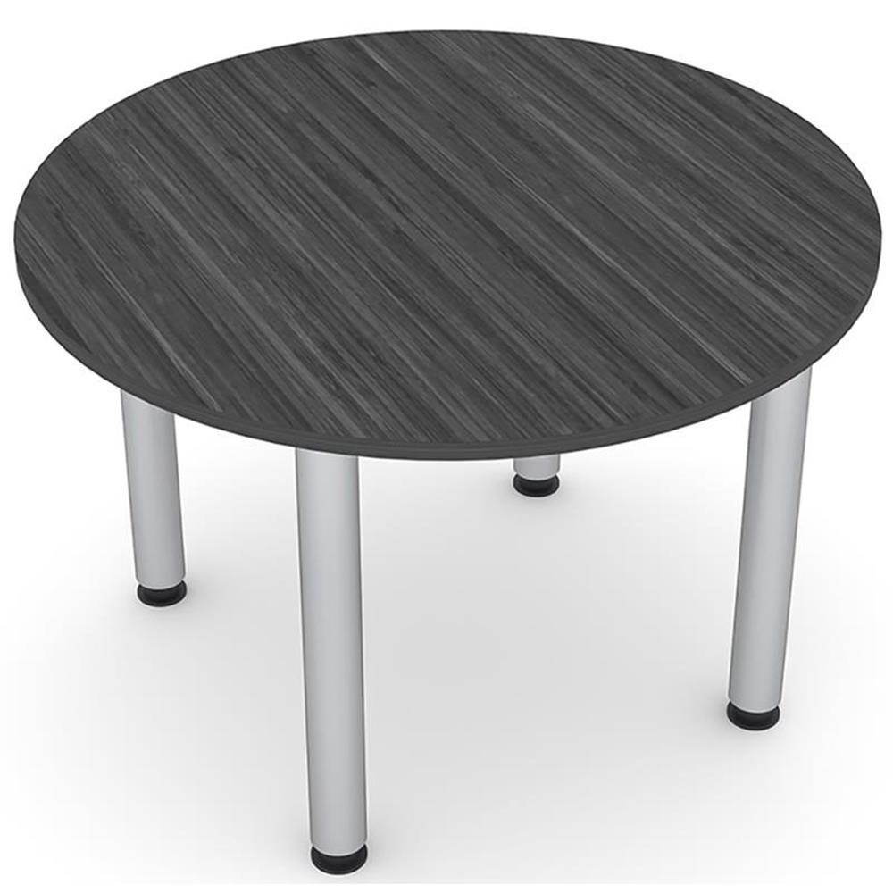 3 Person Round Conference Table Metal Post Legs 34" Engineered Wood ...