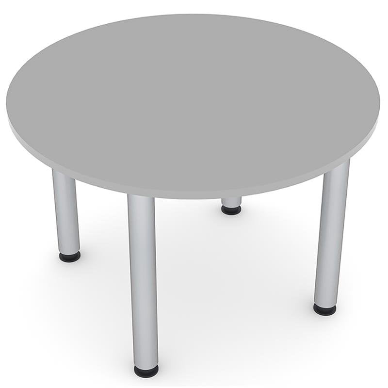3 Person Round Conference Table Metal Post Legs 34" Engineered Wood ...