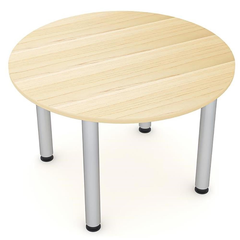 3 Person Round Conference Table Metal Post Legs 34" Engineered Wood ...