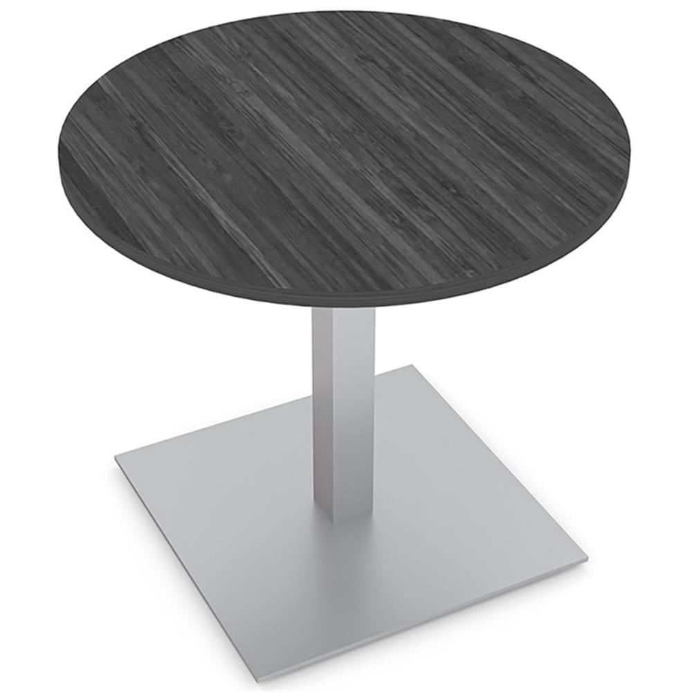 3 Person Round Conference Table Square Brushed Aluminum Base 34" Asian ...
