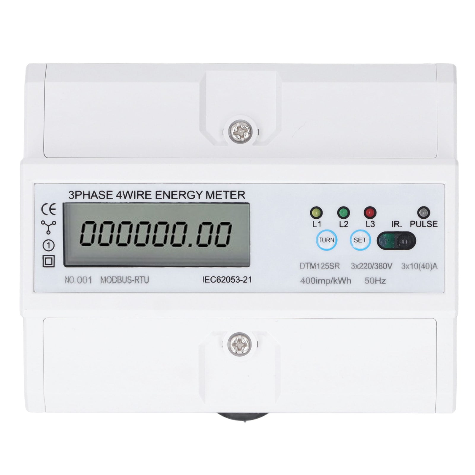 3-Phase 4-Wire Digital Energy Meter, DIN Rail Mounted, 220V/380V, 10-40A, Advanced Electronic ...