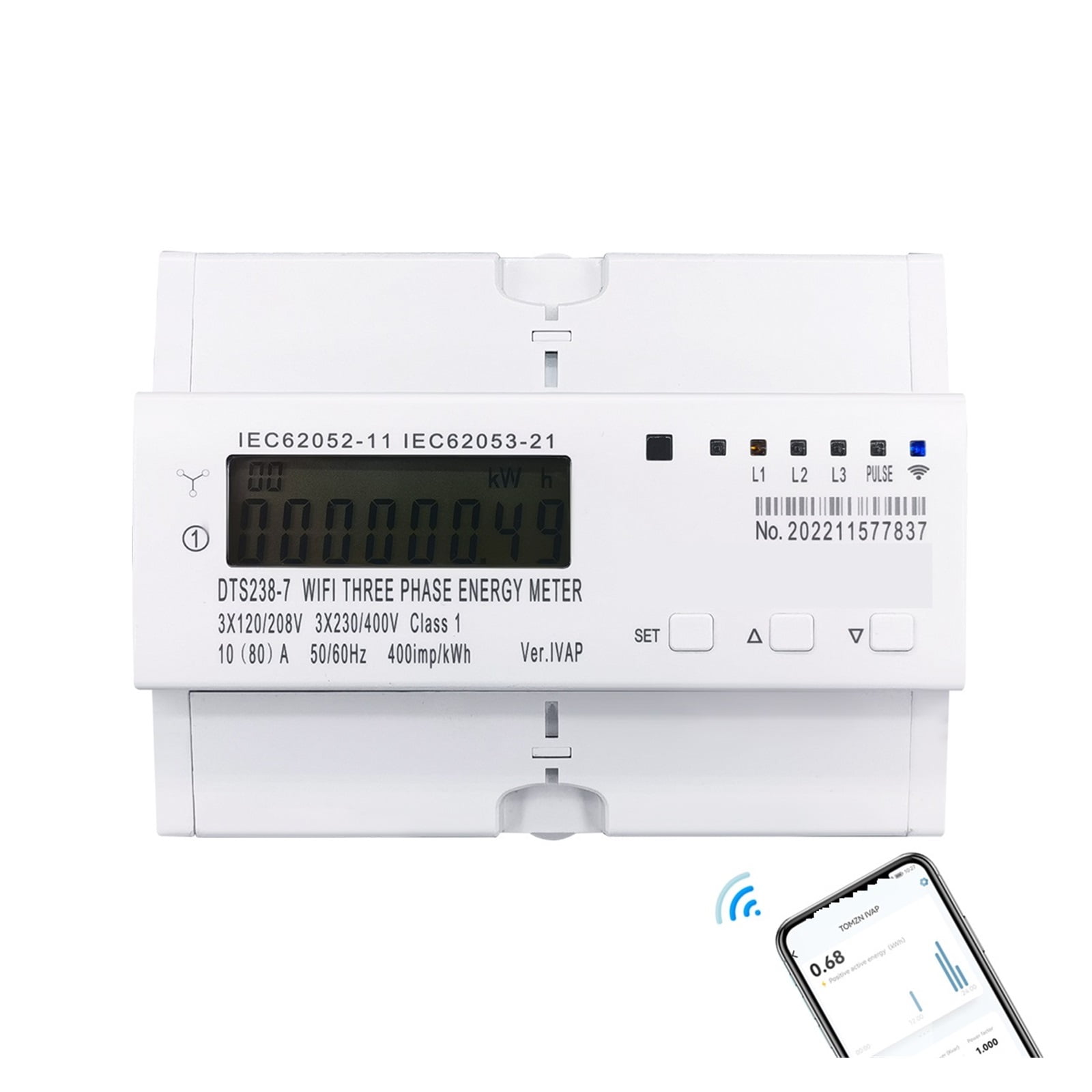 3 Phase 80A Tuya Smart Bidirectional Energy Meter Timer Power ...