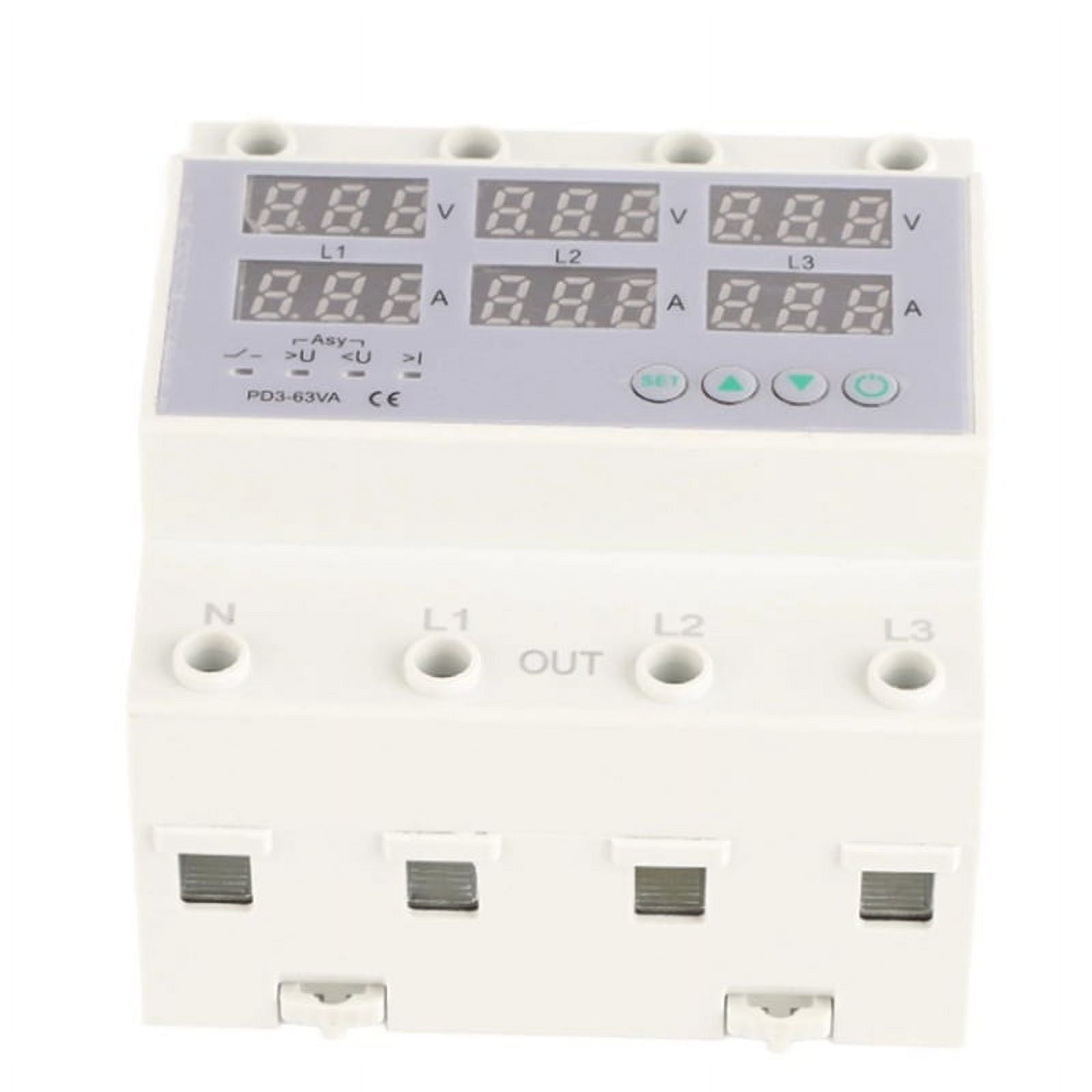 3 Phase DIN Rail Voltmeter Ammeter Automatic Overvoltage Overcurrent ...