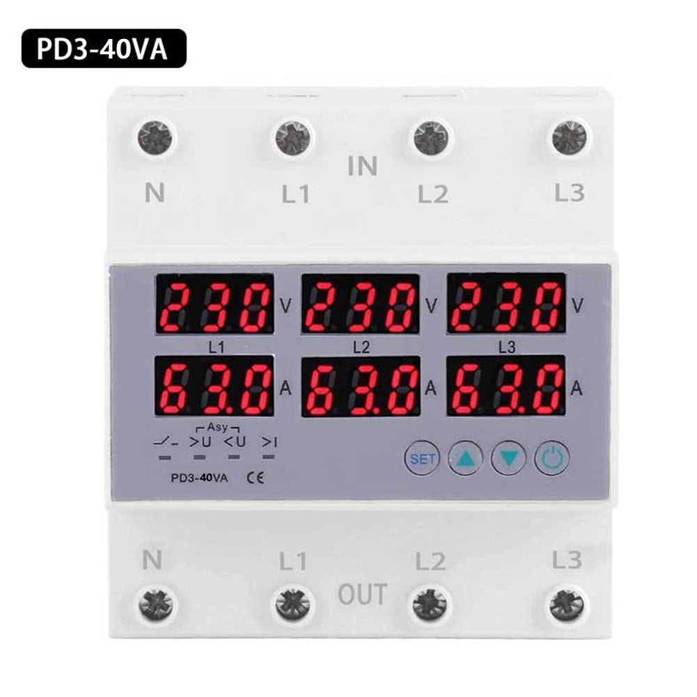 3-Phase Digital Over And Under Voltage Relay Current Limiter Adjustable ...