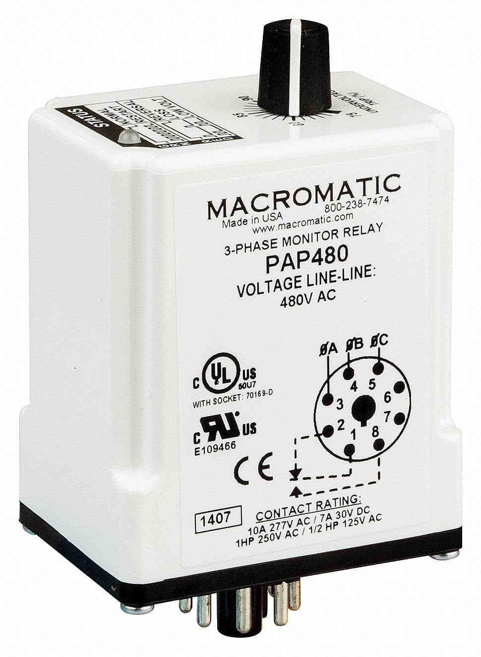 3 Phase Monitor Relay, Spdt, 240Vac, 8 Pin CA2 - Walmart.com
