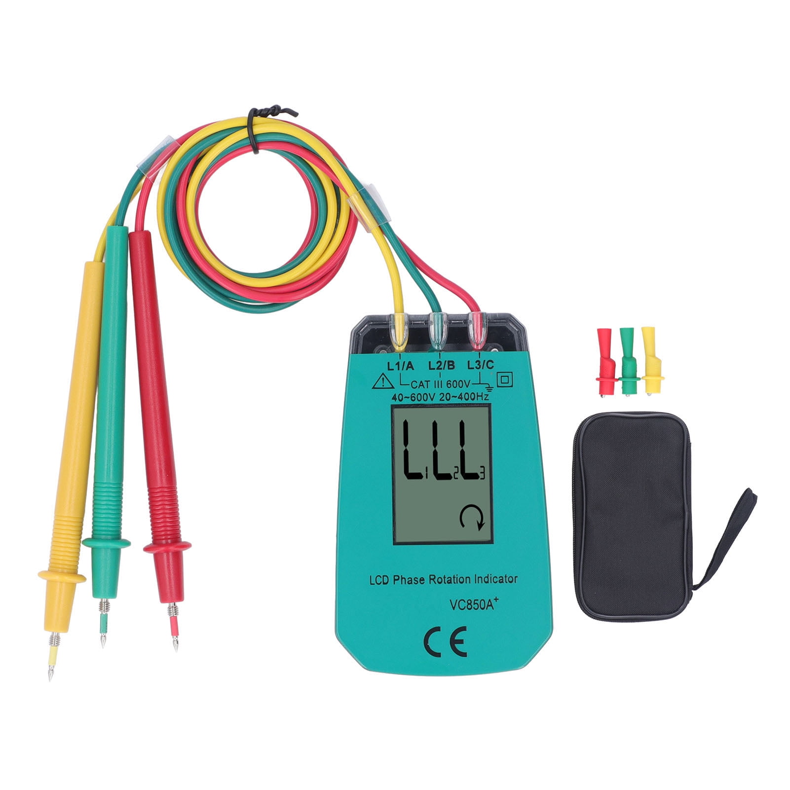 3 Phase Sequence Tester LCD Display Phase Rotation Detector Meter 40 ...