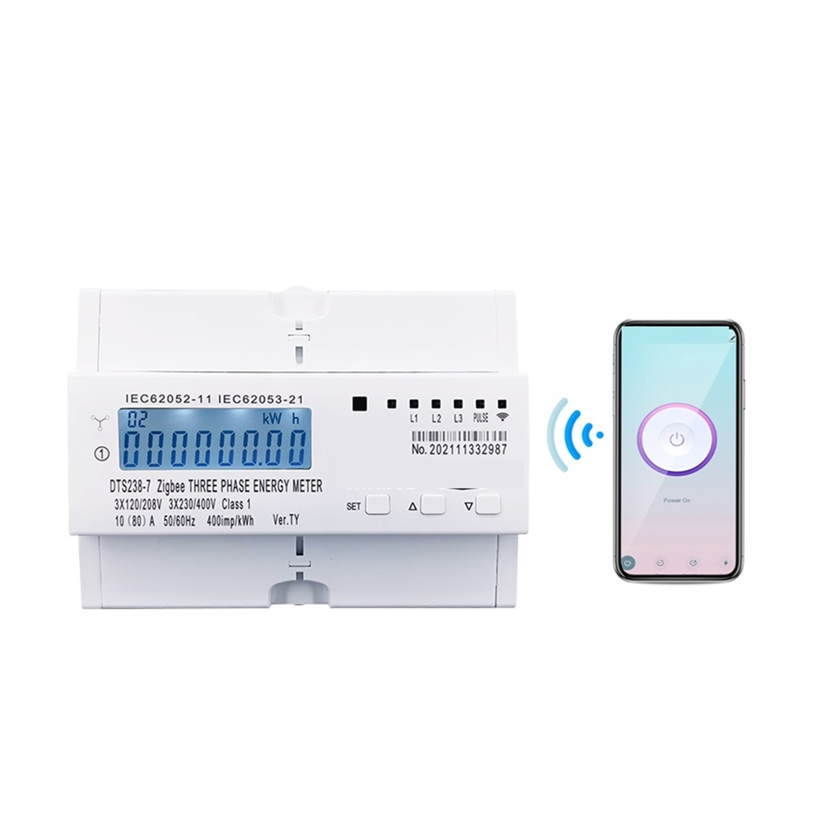 3 Phase Tuya Din Rail Smart Energy Meter Timer Monitor KWh Meter ...