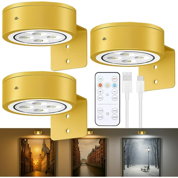 3- Picture Lights for Wall, Operated Painting Light with Remote ...