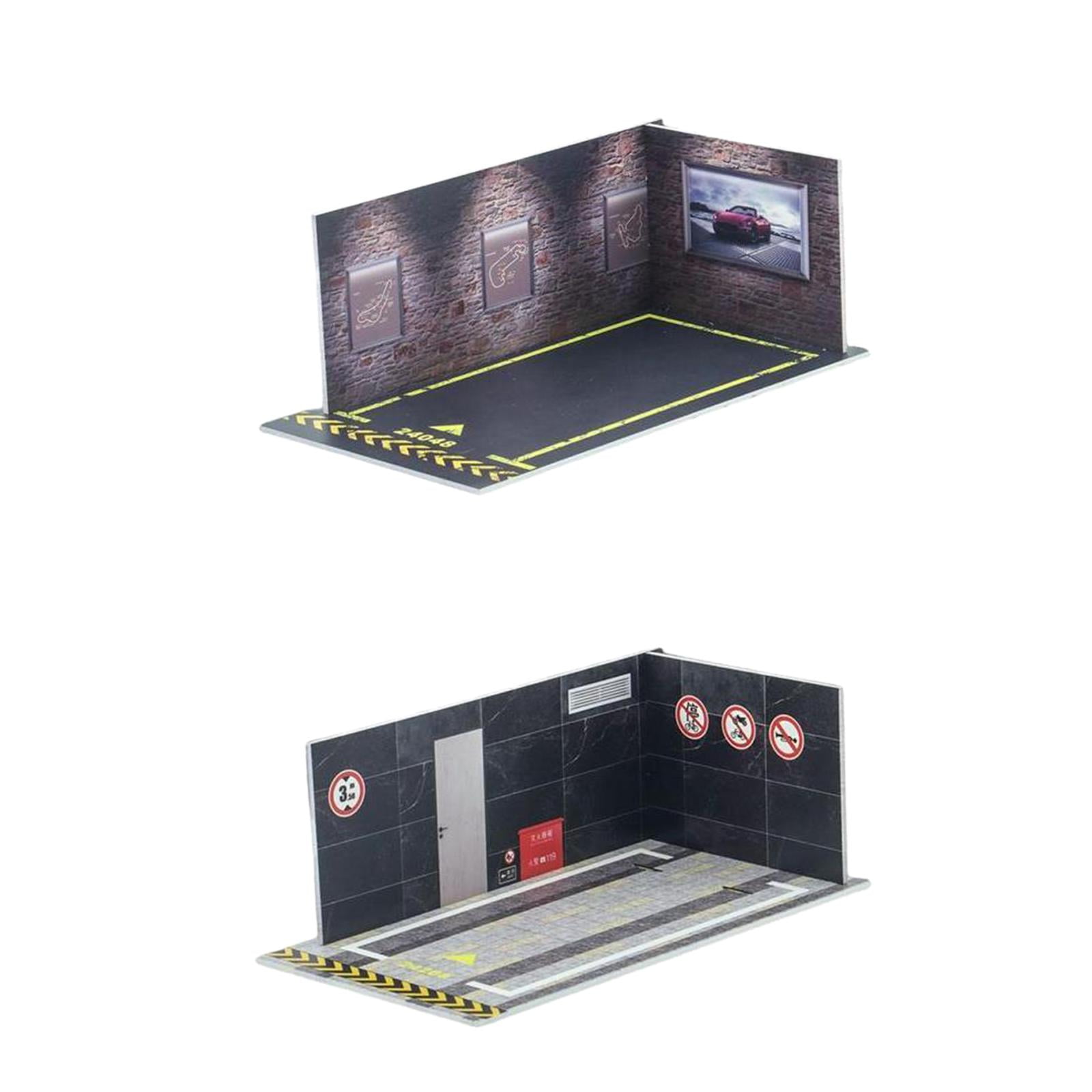 3 Piece 1/24 Car Model Parking Lot Scene DIY Garage Assemble - Walmart.com