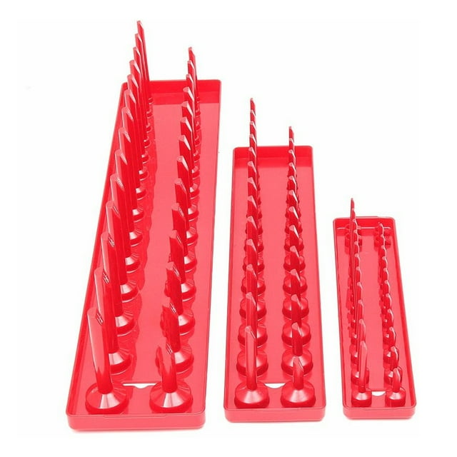 3 Piece 1/4" 3/8" 1/2" Plastic Socket Tray Holder Tool, Multi-Use ...