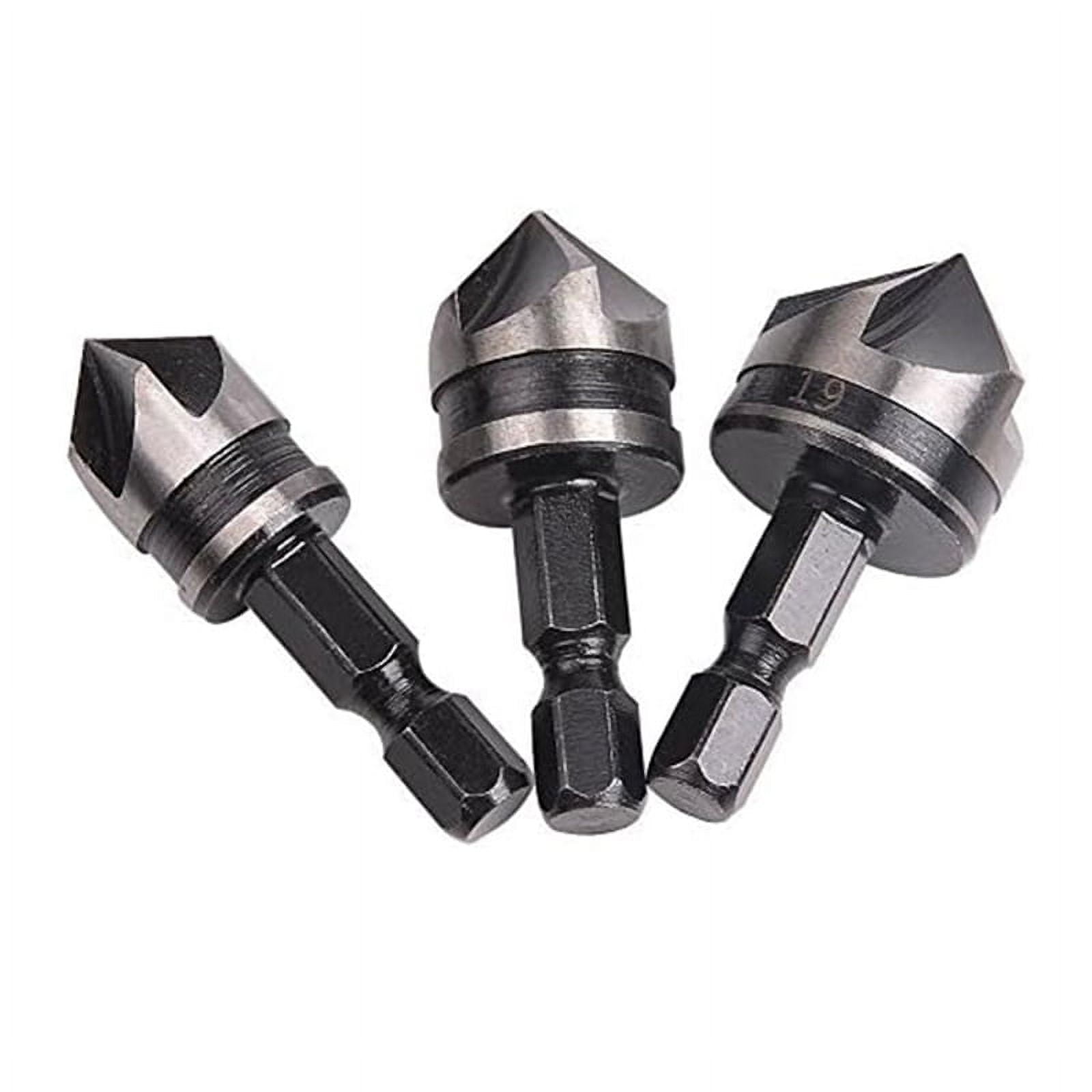 3 Piece 1/4Inch Hex 12/16/19mm Countersink Bore Set for Wood Metal ...