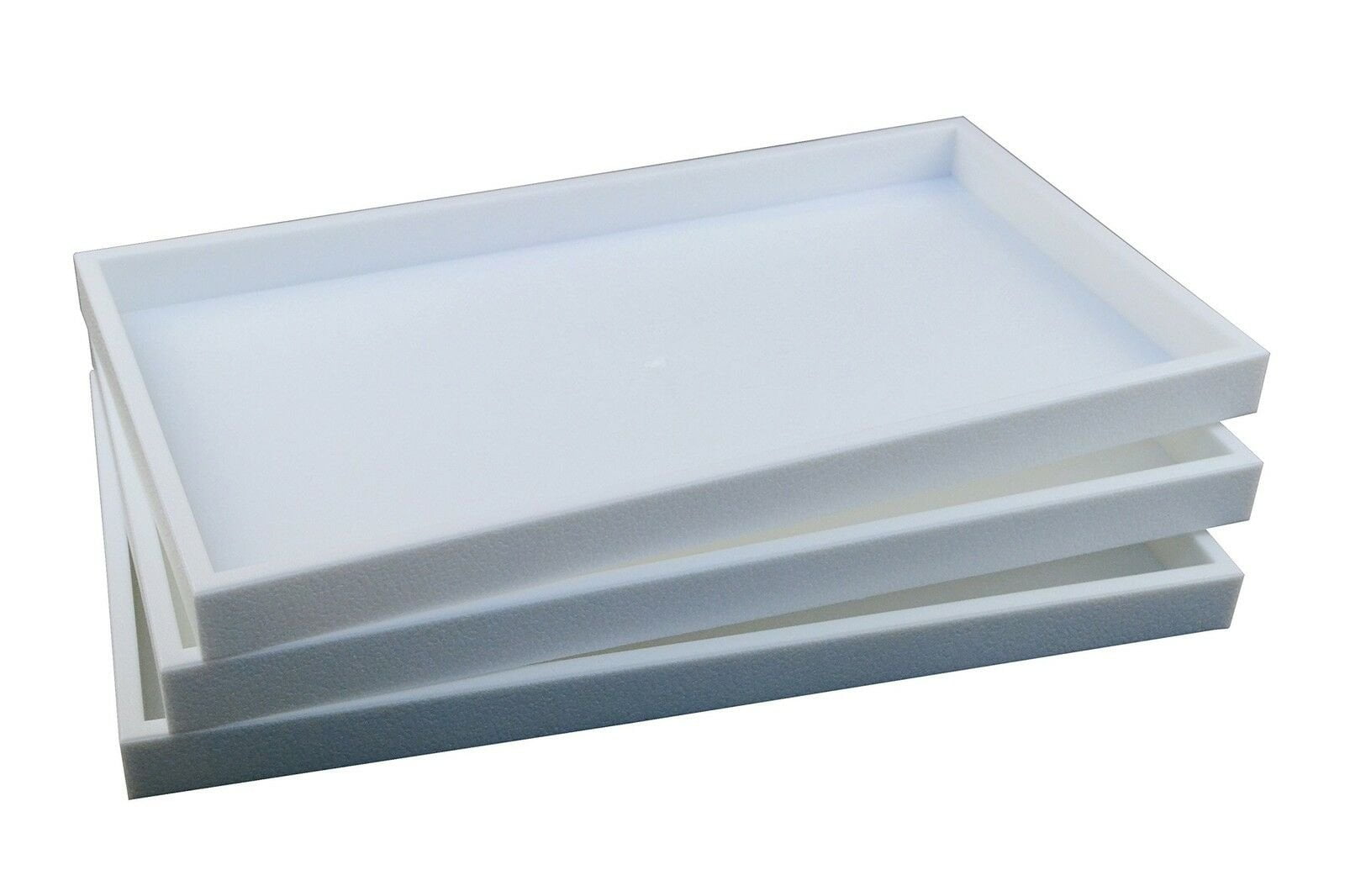 3-Piece 1-Inch Deep White Full Size Plastic Stackable Jewelry Tray ...