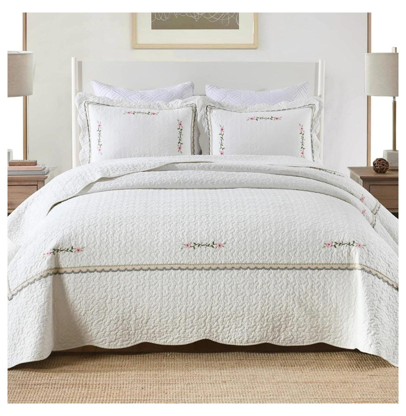 3-Piece 100% Cotton Oversized Bedspread Lightweight Quilt Coverlet ...