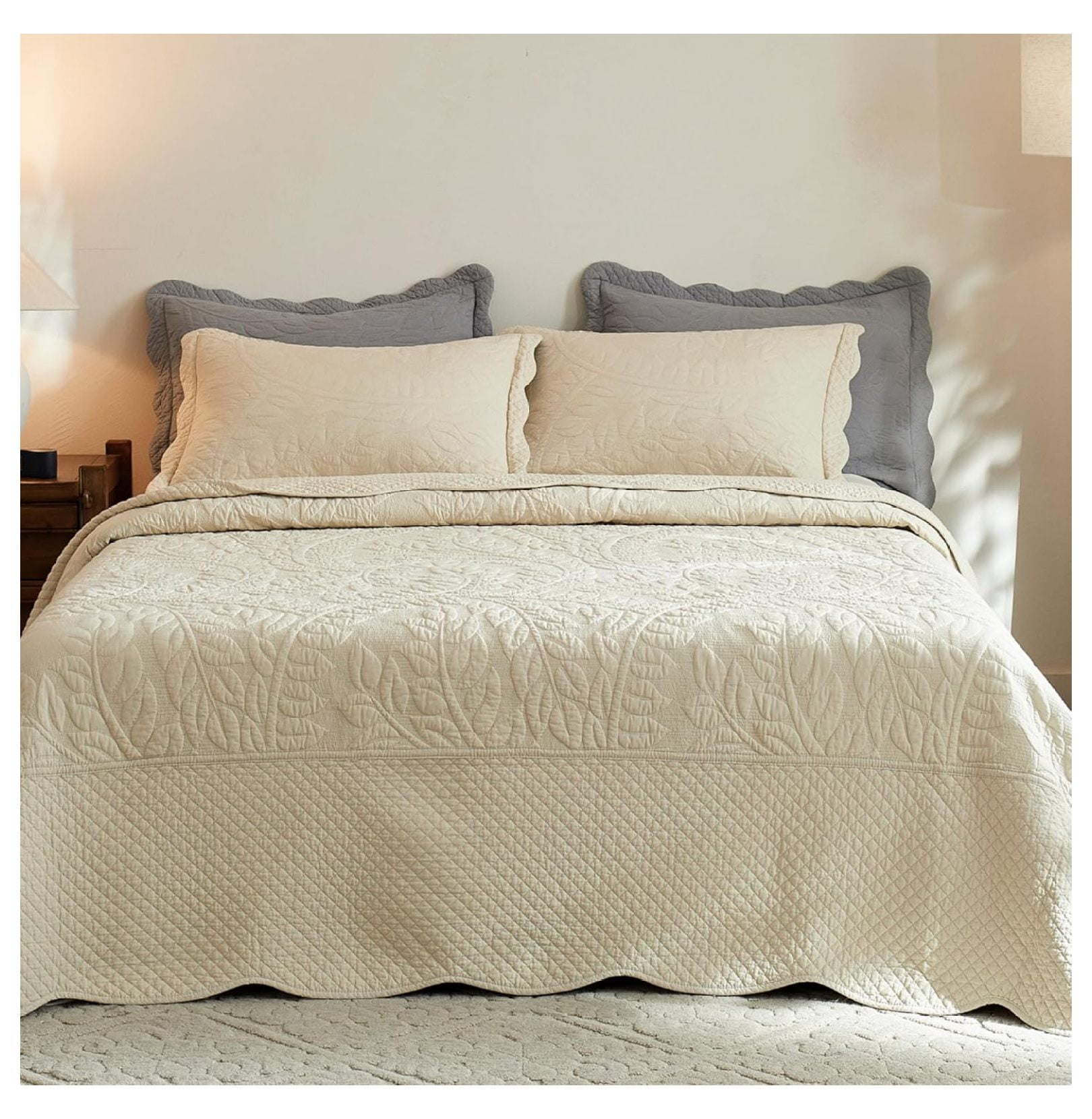 3-Piece 100% Cotton Oversized Bedspread Lightweight Quilt Coverlet ...