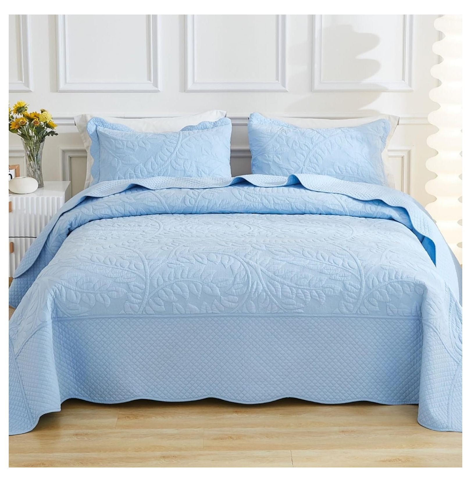 3-Piece 100% Cotton Oversized Bedspread Lightweight Quilt Coverlet ...