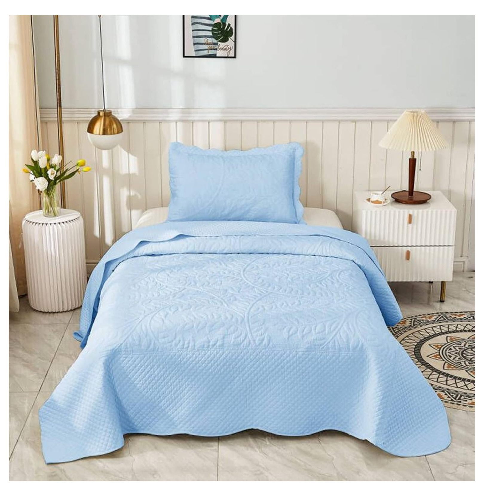 3-Piece 100% Cotton Oversized Bedspread Lightweight Quilt Coverlet ...