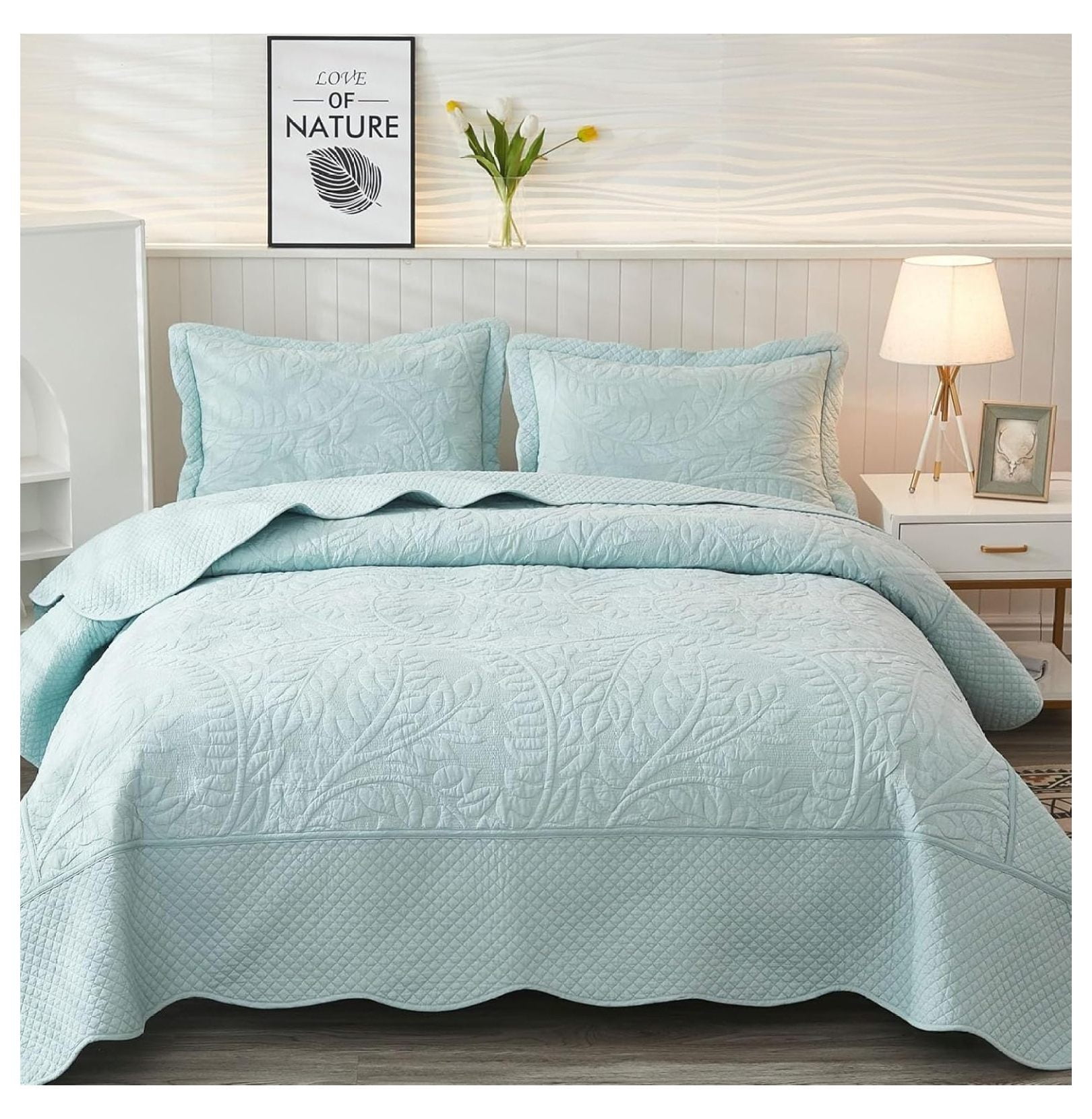 3-Piece 100% Cotton Oversized Bedspread Lightweight Quilt Coverlet ...