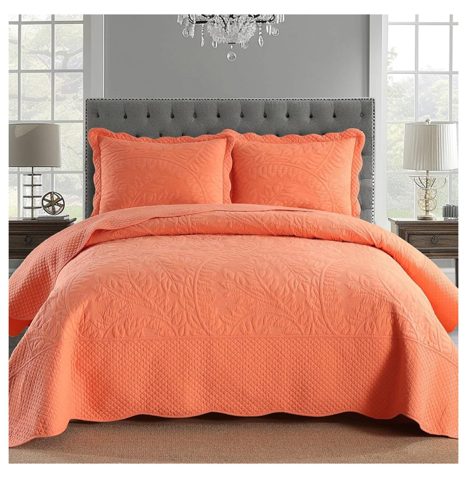 3-Piece 100% Cotton Oversized Bedspread Lightweight Quilt Coverlet ...