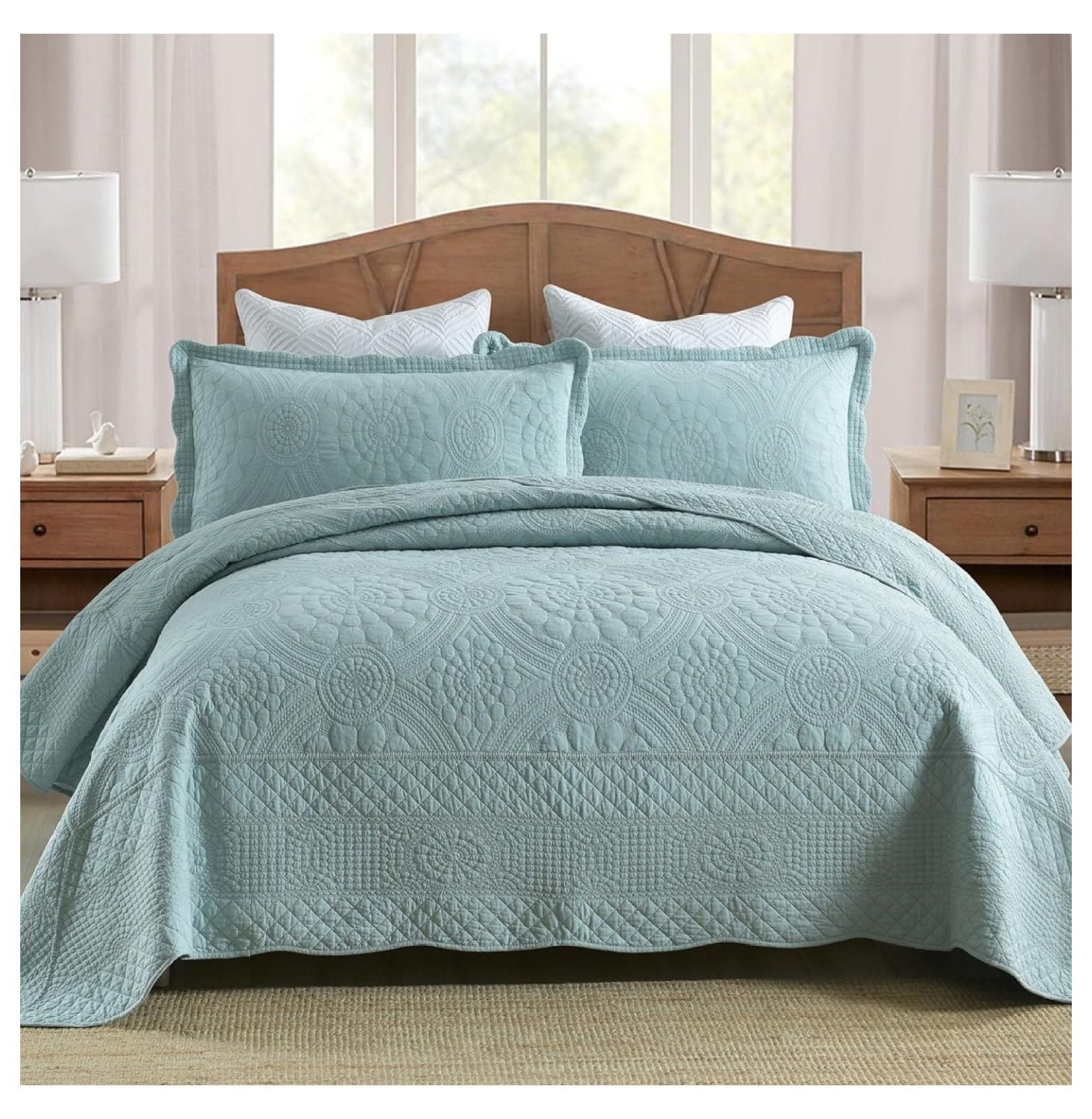 3-Piece 100% Cotton Oversized Bedspread Lightweight Quilt Coverlet ...