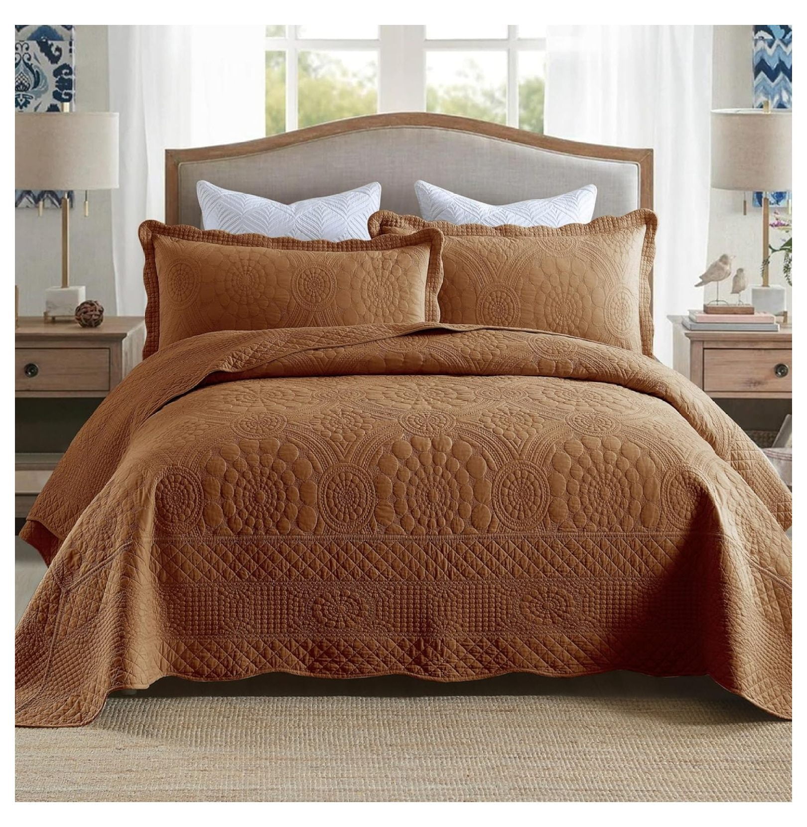 3-Piece 100% Cotton Oversized Bedspread Lightweight Quilt Coverlet ...