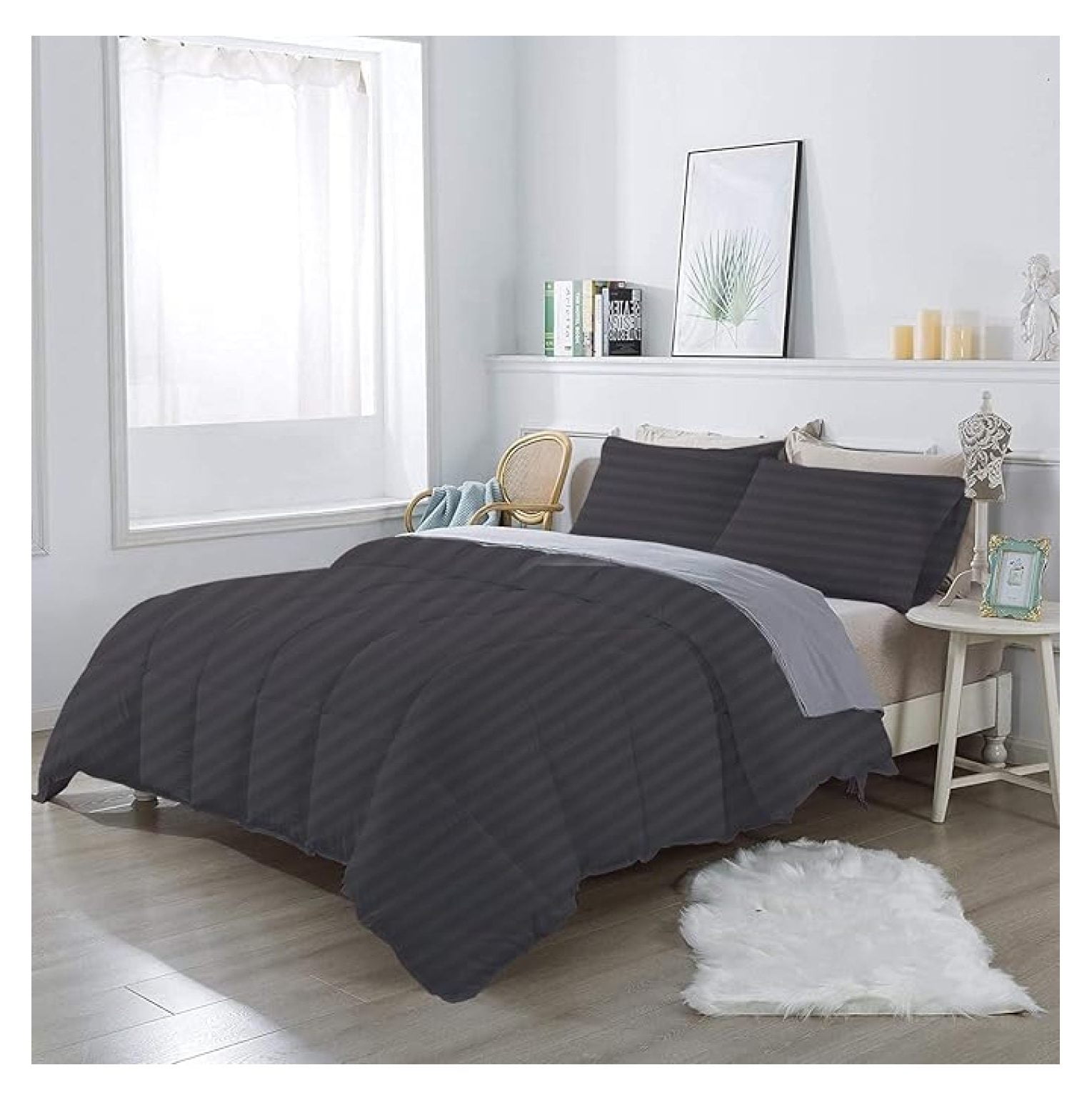 3 Piece 100% Egyptian Cotton 800 Thread Count Comforter Set Super King ...