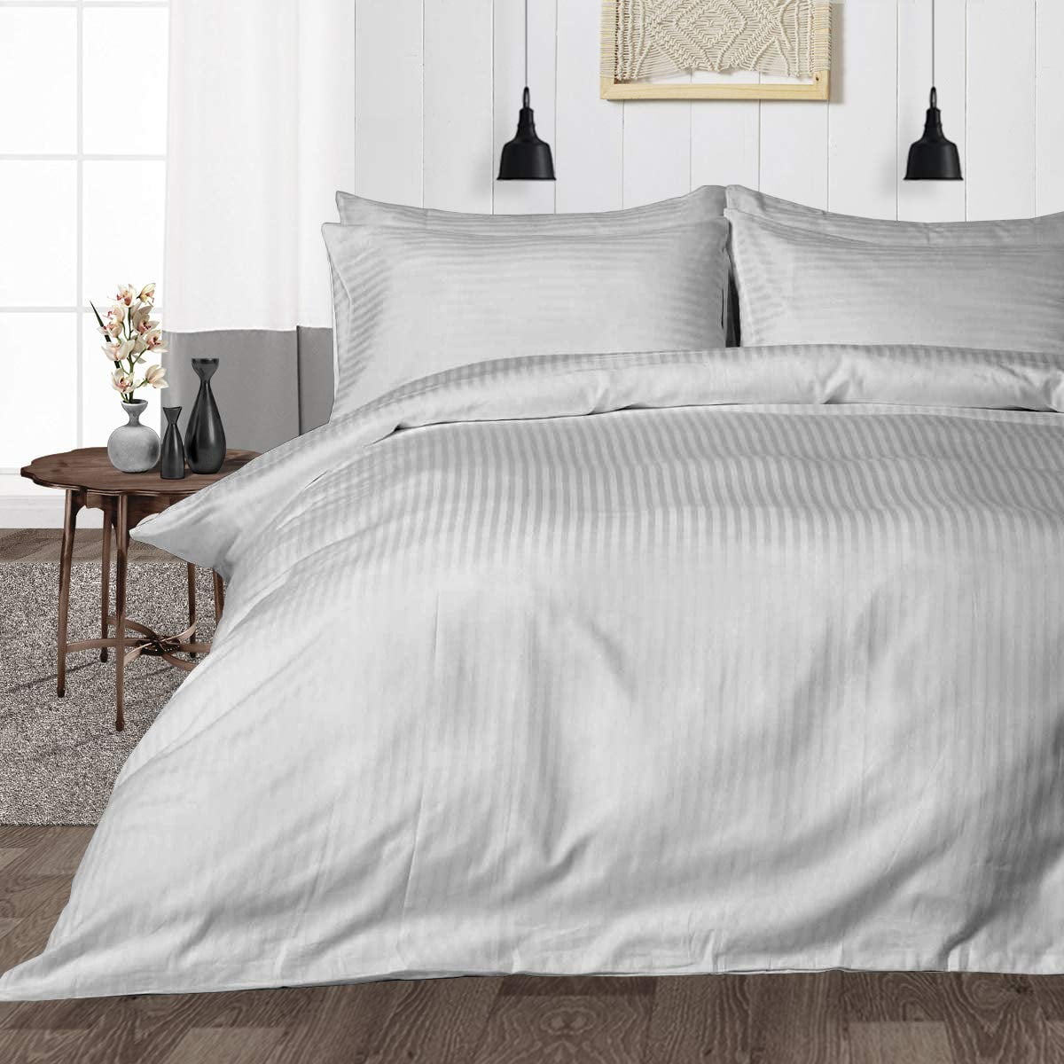 3 Piece 100% Egyptian Cotton Duvet Cover Set with Zipper Closure ...