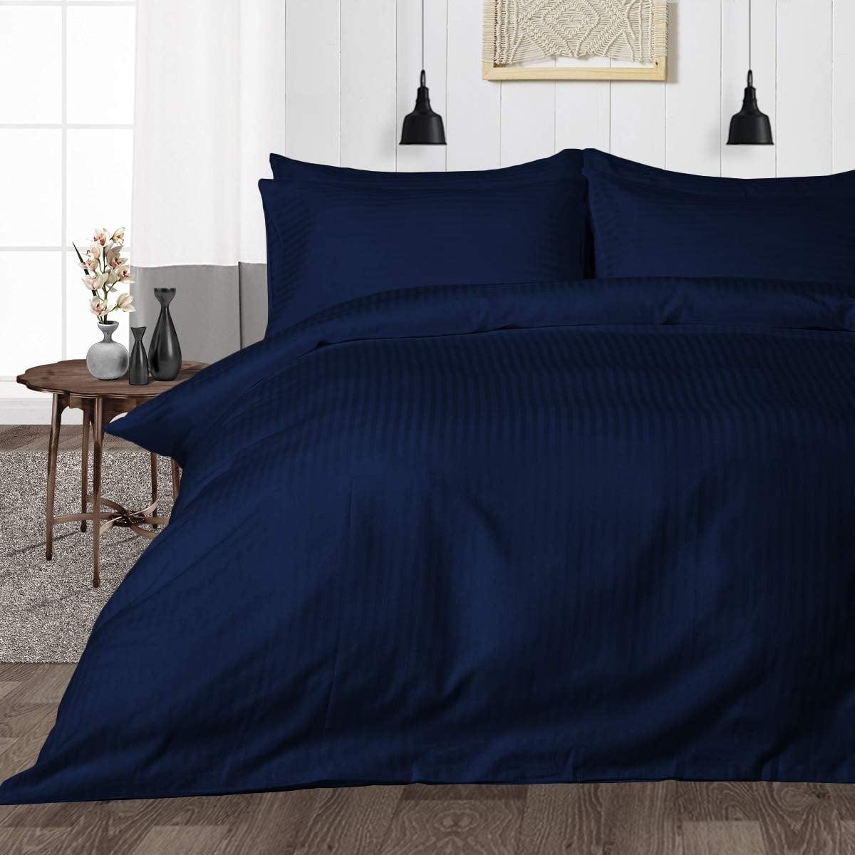 3 Piece 100% Egyptian Cotton Duvet Cover Set with Zipper Closure ...
