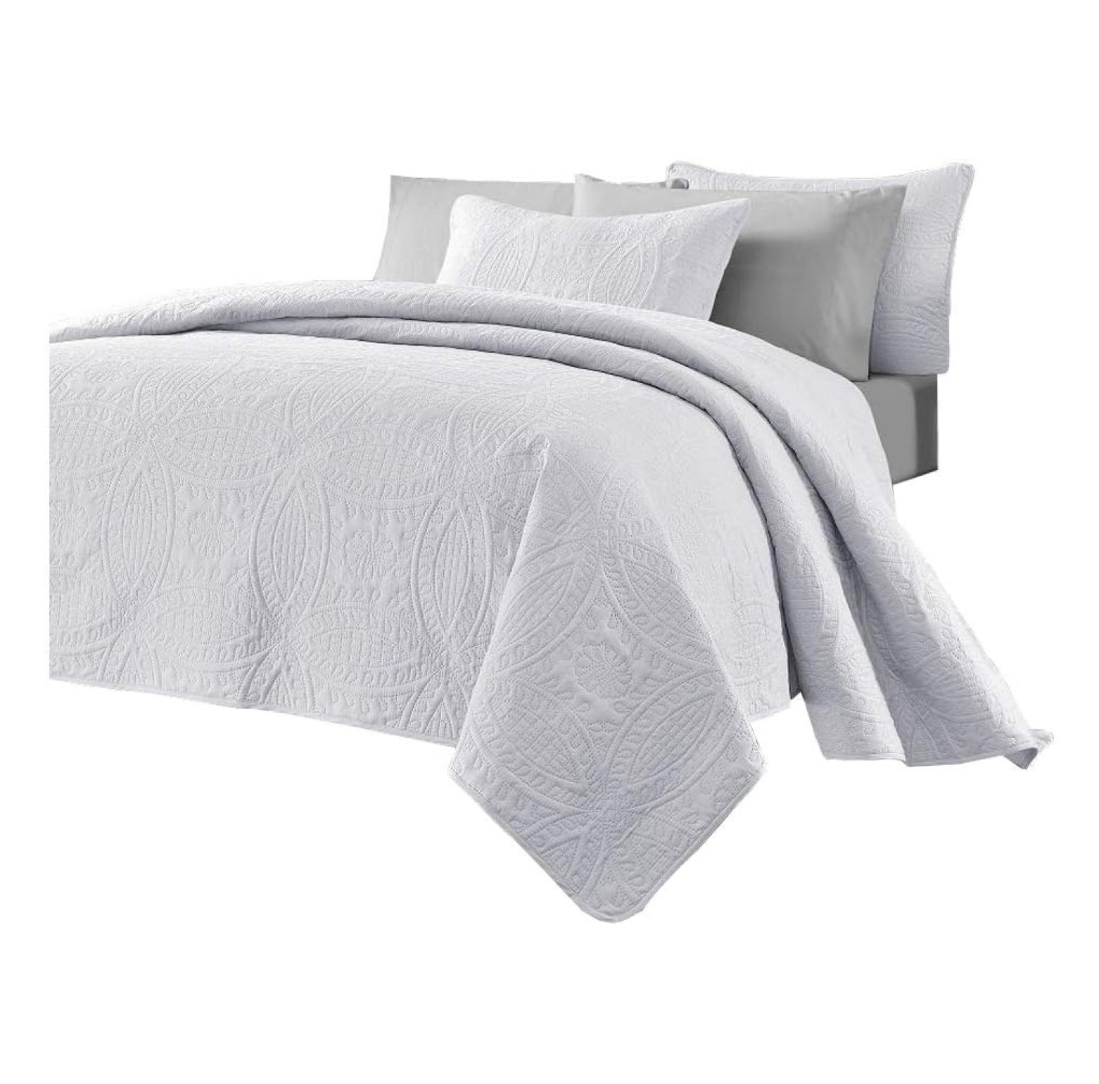 3 Piece 118 by 106" Austin Oversized Bedspread Coverlet Set, King ...