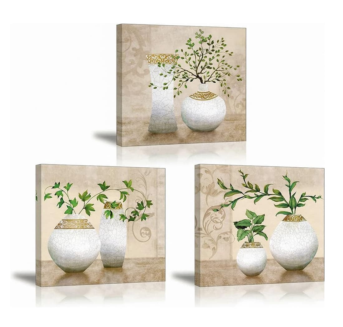 3 - Piece 12x12" Wall Art Set: SZ HD Green Spring Plant Canvas Prints ...