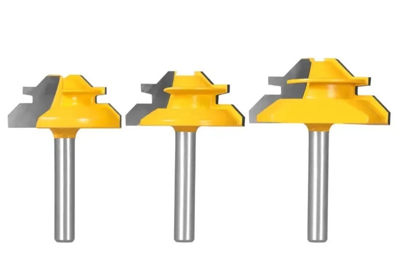 3-Piece 45 Degree Locking Miter Router Head Set - Seamless Cutting, 1/4 ...