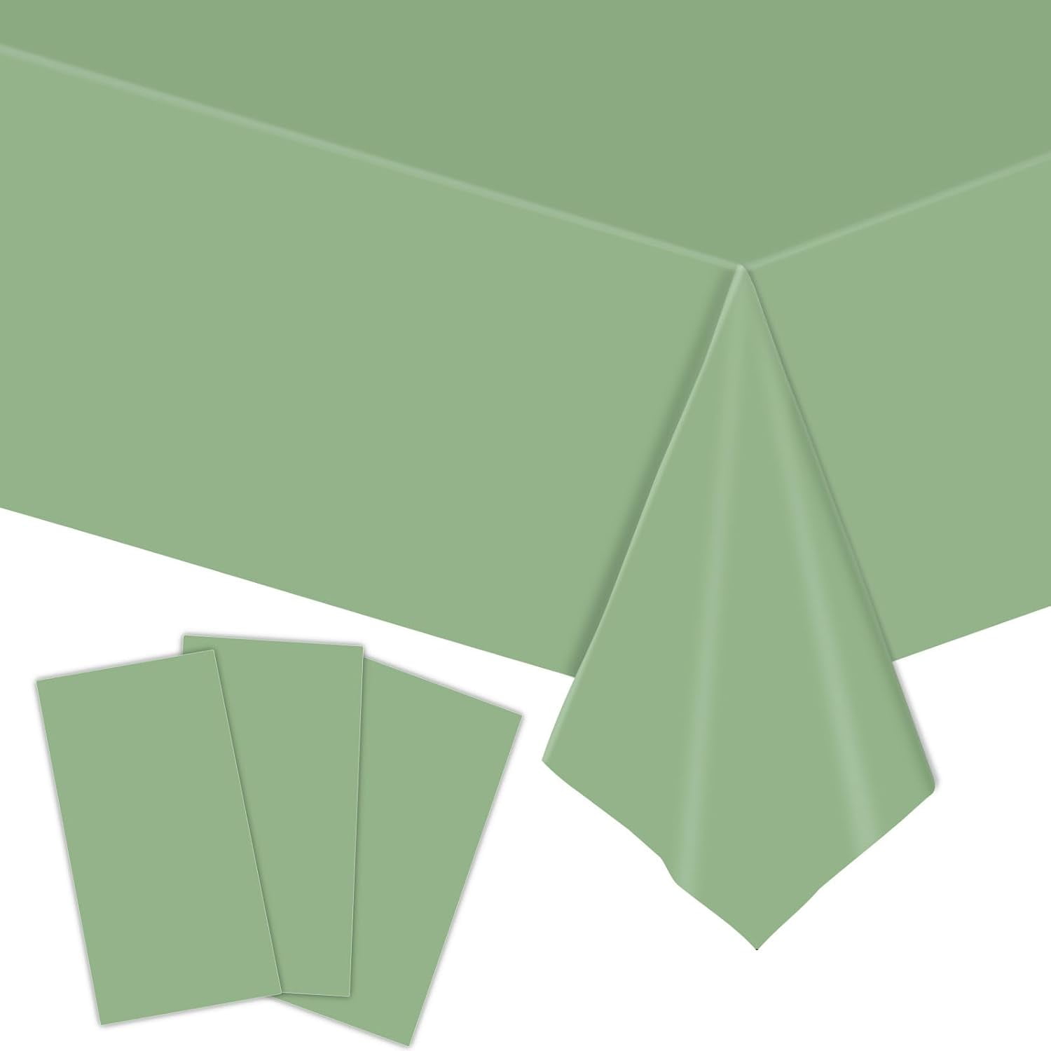 3-Piece 54 x 108 Inch Sage Green Plastic Tablecloth - Light Green ...