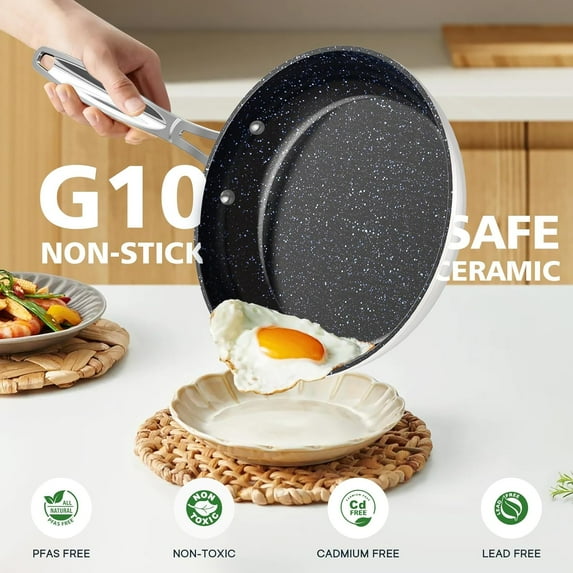 3-Piece 8", 10", 12" Forged Lightweight Frying Pan Set, G10 Healthy ...
