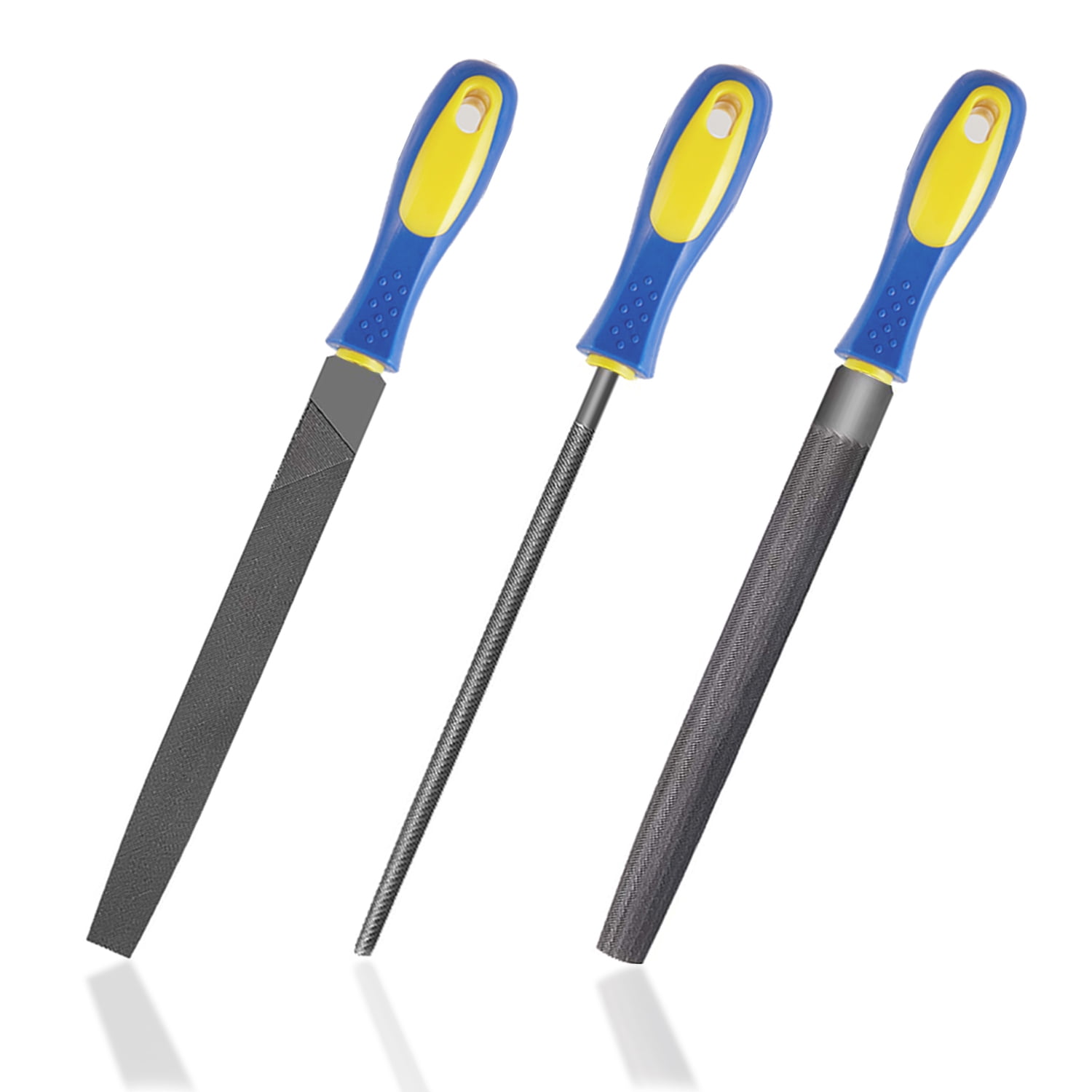 3-Piece 8 Inch Heavy Duty File Set - Flat/Round/Half Round High Carbon ...