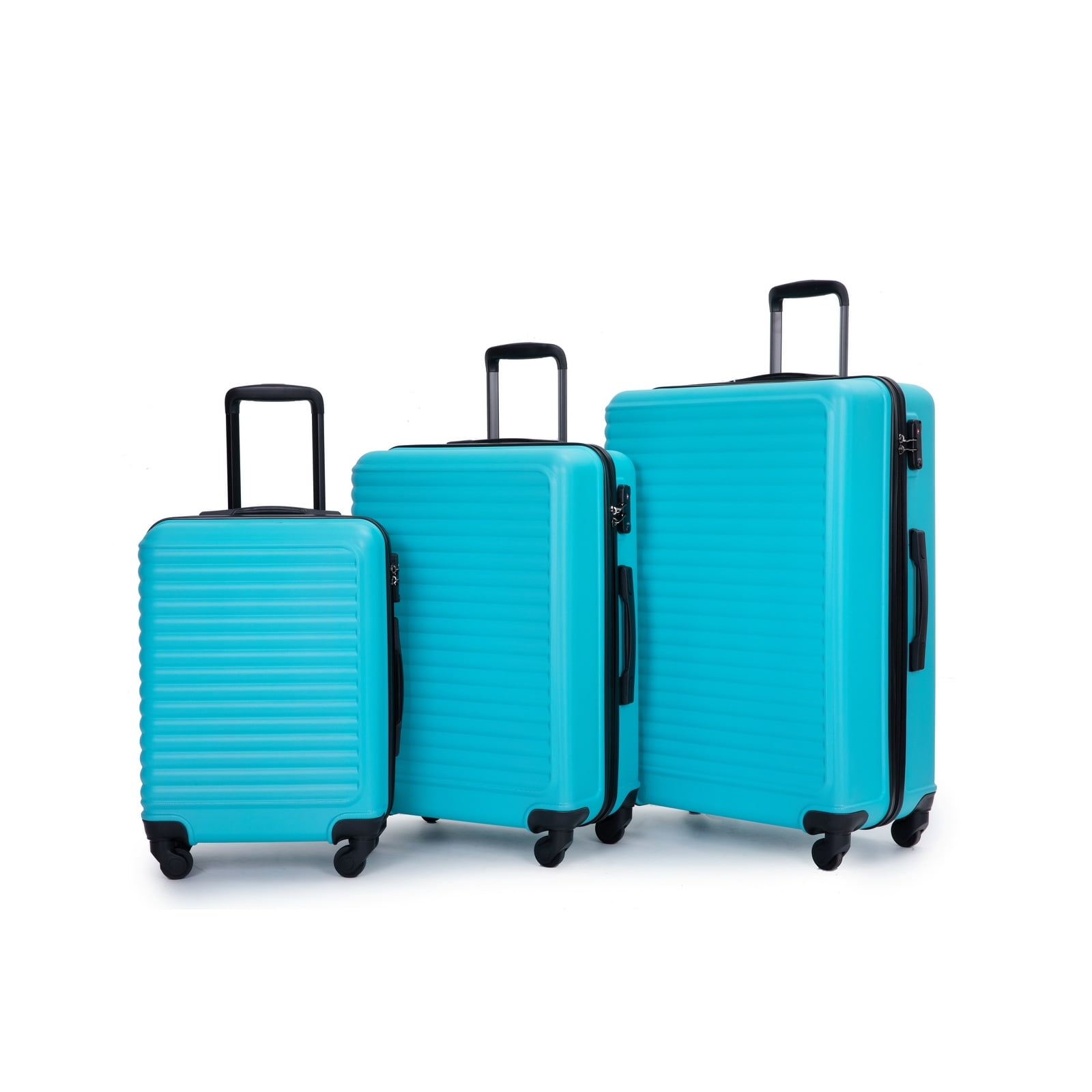 3-Piece ABS Luggage Set with TSA Lock and Spinner Wheels Turquoise ...