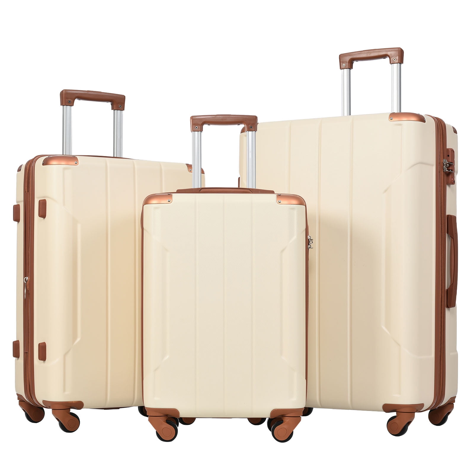 3 Piece ABS Luggage Travel Sets with Spinner Wheels 24'' and 28 ...