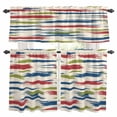3 Piece Abstract Art Kitchen Curtain Valance and Tiers Set Red Blue ...