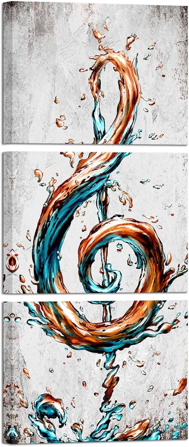 3 Piece Abstract Canvas Wall Art Modern Music Note Painting Poster ...