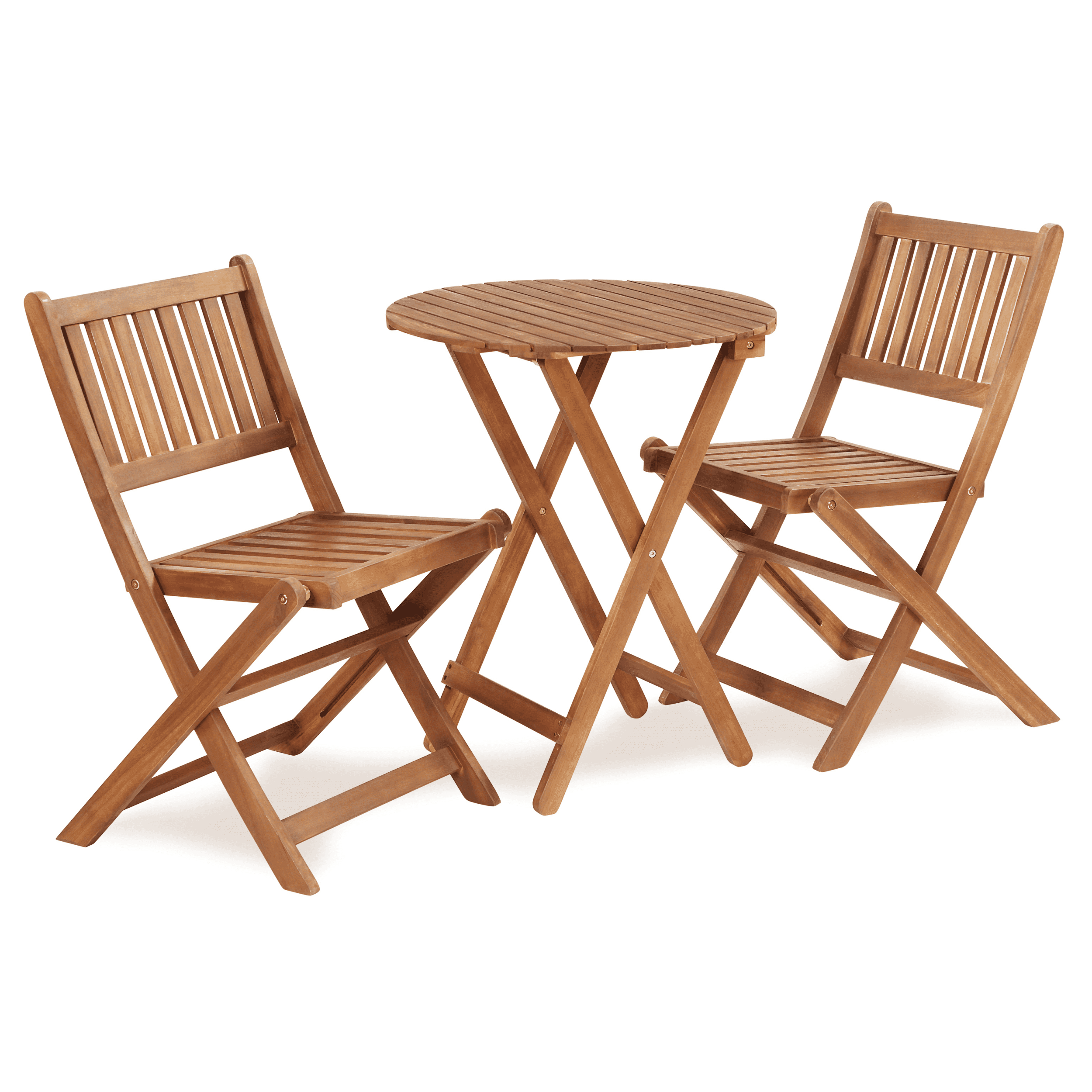 3-Piece Acacia Wood Bistro Set, Wooden Folding Patio Furniture for ...