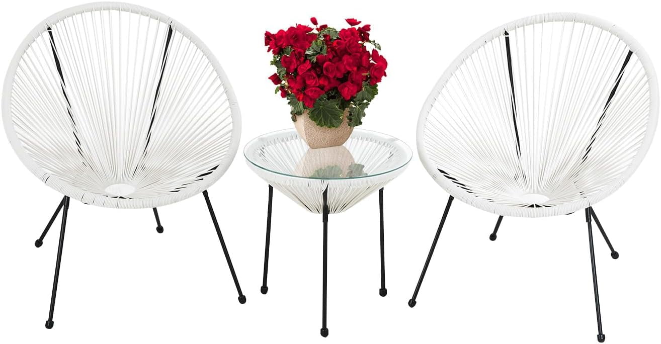 3 Piece Acapulco Chair Set,Outdoor Patio Furniture with Coffee Table ...