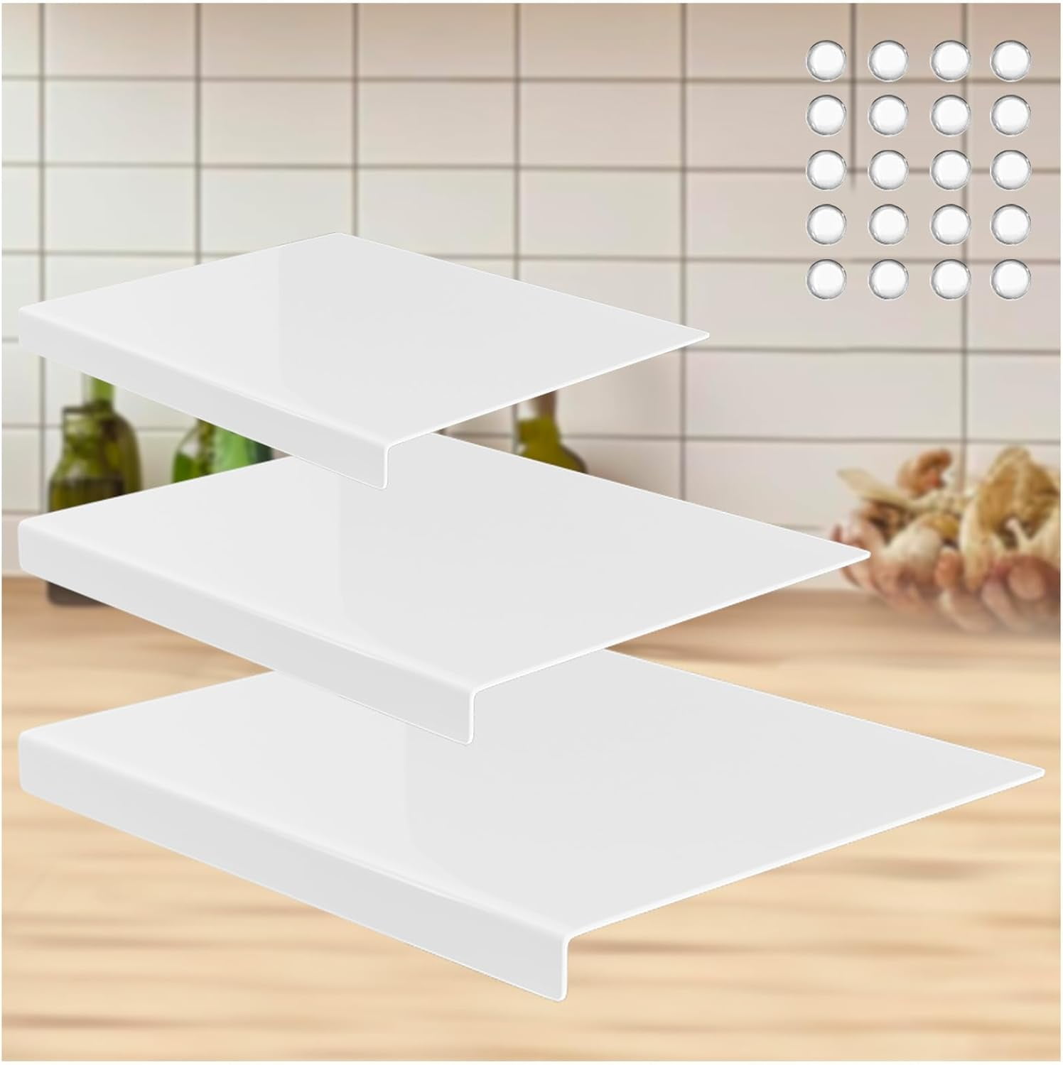 3-Piece Acrylic Cutting Board Set with Counter Lip, 3 Sizes (17.5x13.5 ...