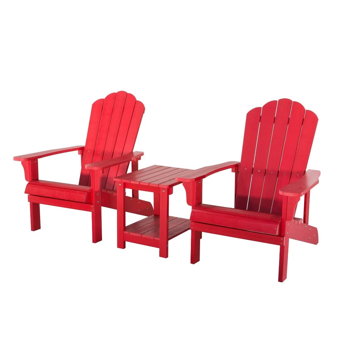 3 Piece Adirondack Bistro Set, Campfire Chairs Set, Plastic Wood ...