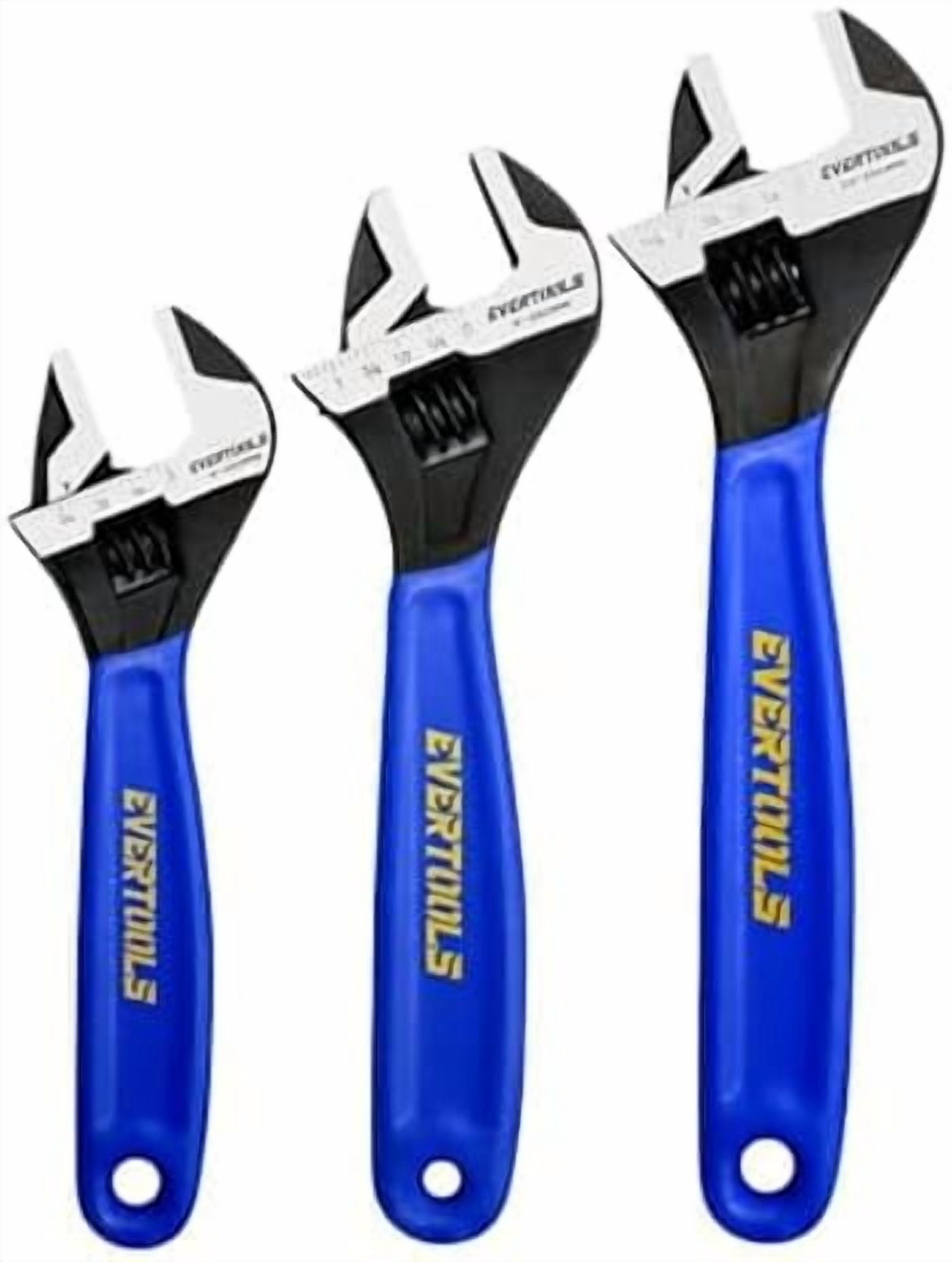 3-Piece Adjustable Wrench Set (6/8/10 Inch) - Heavy Duty Chrome ...