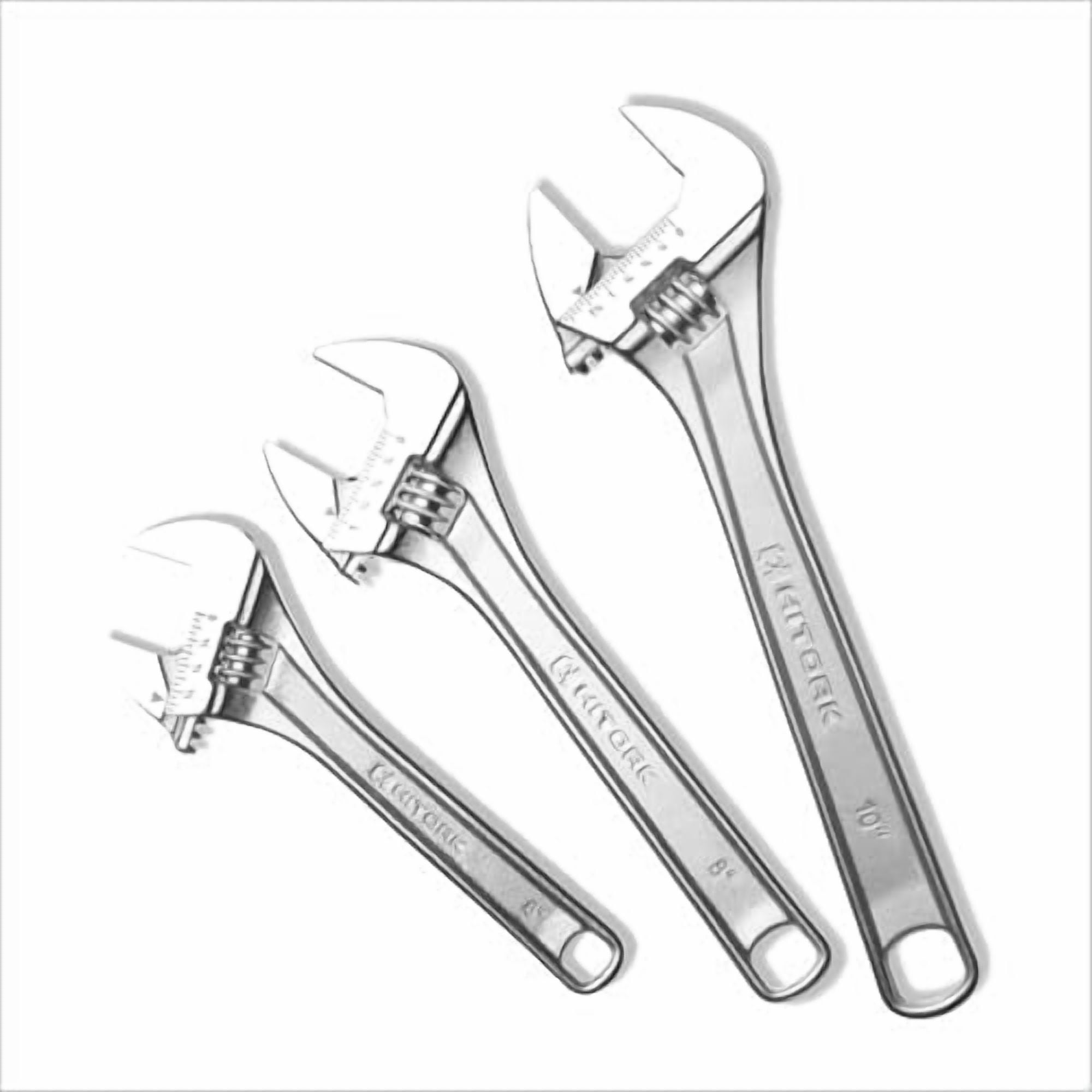 3-Piece Adjustable Wrench Set 6-Inch, 8-Inch, 10-Inch, Chrome-Plated Cr ...