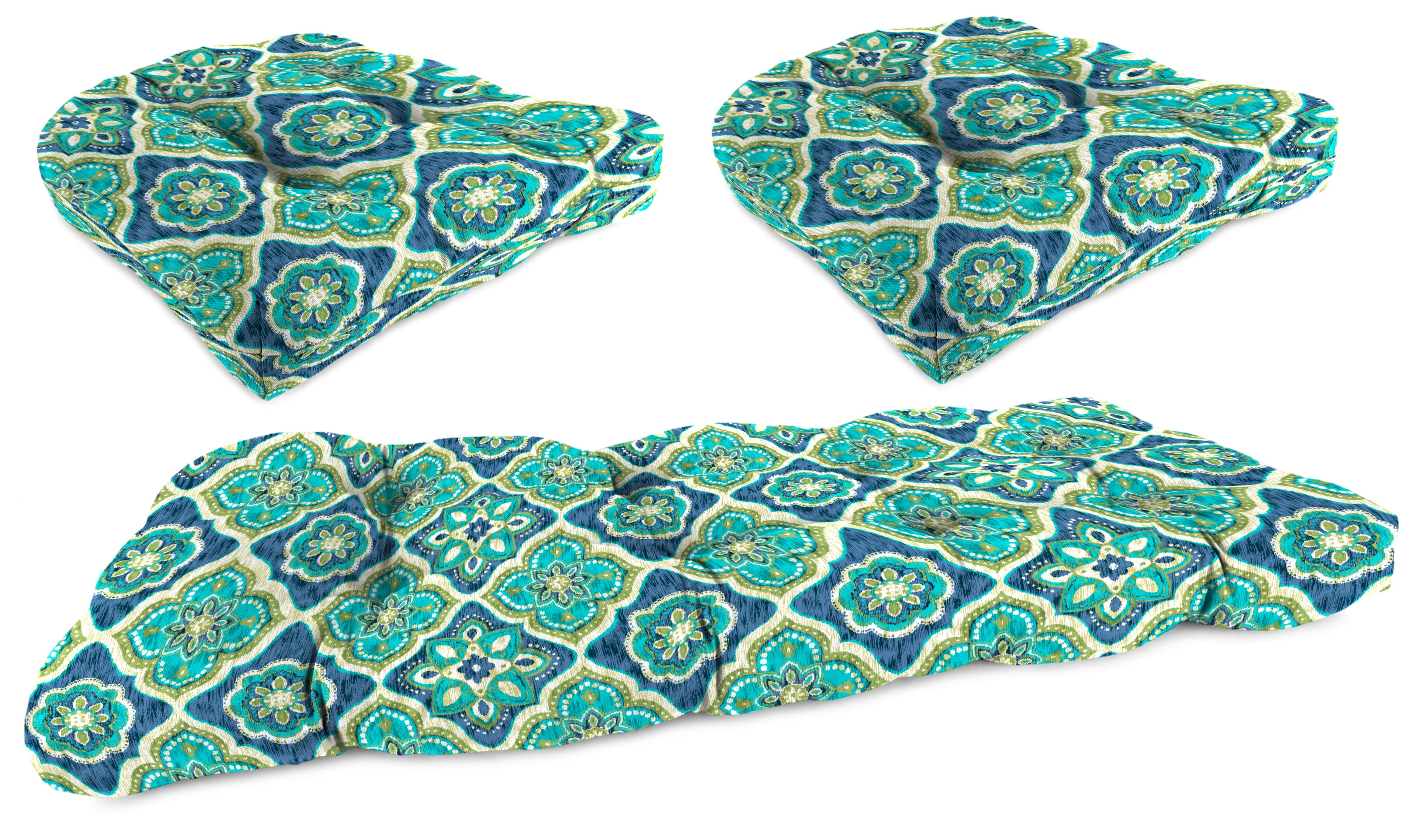 3 Piece Adonis Capri Wicker French Edge Outdoor Chair Cushion Set with ...