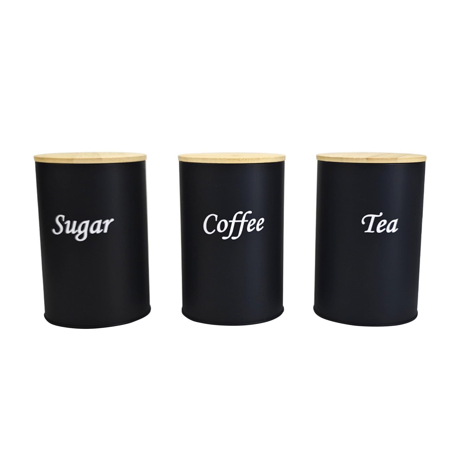 3-Piece Airtight Storage Canisters Set – Labeled Metal Jars for Coffee ...