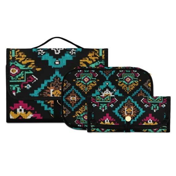 3-Piece All-Over Toiletry Travel Kit Hanging Cosmetic Bag, Makeup Pouch ...