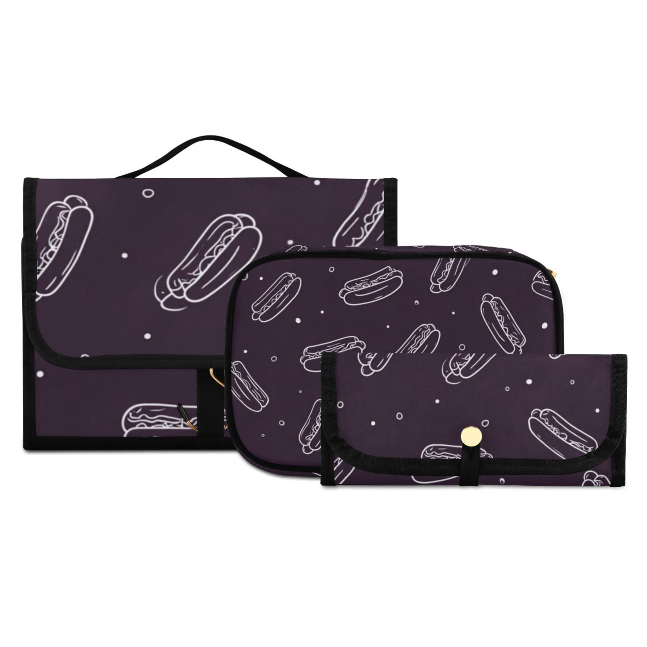 3-Piece All-Over Toiletry Travel Kit Hanging Cosmetic Bag, Makeup Pouch ...
